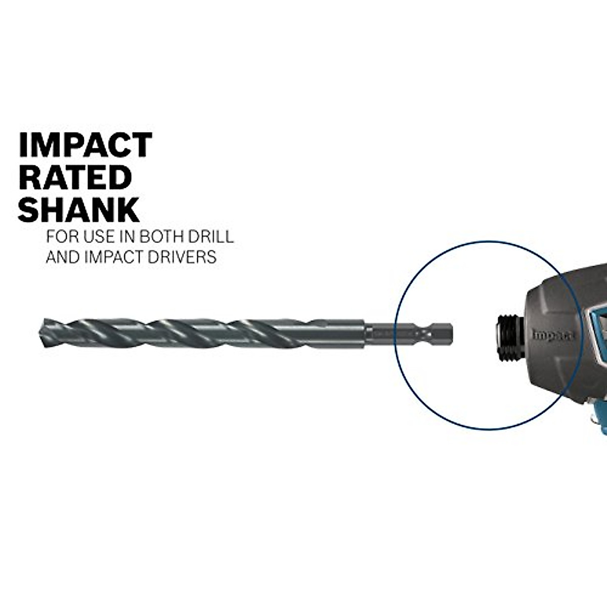 BOSCH BL2135IM 1-Piece 1/8 In. x 2-3/4 In. Black Oxide Metal Drill Bit Impact Tough with Impact-Rated Hex Shank for Applications in Steel, Copper, Aluminum, Brass, Oak, MDF, Pine, PVC and More