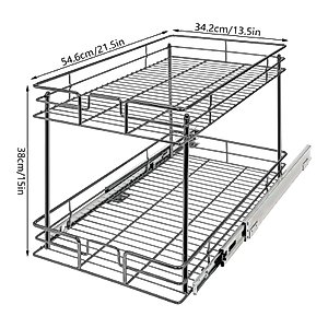 Multi-Purpose Cabinet Organizer,Sink Organizer and Storage,2-Tier Cabinet Pull Out Shelves,Pull Out Cabinet Organizer,Kitchen Helper,for Bathroom,Laundry Room,Kitchen,Pantry(Gray,21.5*13.5*15in)