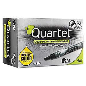 Quartet QRT50012M - Quartetreg; EnduraGlidereg; Dry-Erase Markers, Chisel Tip, Black, 12 Pack