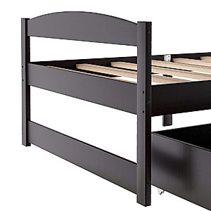 Lifeand Twin Size Daybed with 2 Drawers,Wood Storage Platform Bed for Kids Teens and Adults,No Box Spring Needed,Espresso
