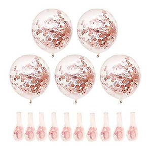 Rose Gold Confetti Latex Balloons, 50pcs 12 Inch Party Balloons for Bridal Shower Wedding Birthday Engagement Decoration