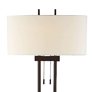 Franklin Iron Works Roscoe Modern 62" Tall Standing Floor Lamps Set of 2 Lights Twin Pole Pull Chain Brown Roman Bronze Finish Living Room Bedroom House Reading Office Home Decor Entryway Dining