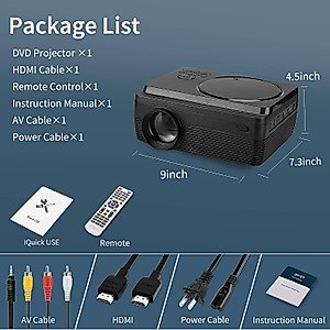 Movie Projector, Bluetooth Outdoor Projector Full HD 1080P 200" Display 9500 Lumen Brightness Compatible with TV Stick, Video Games, Phone, VGA, AV, TF, USB, HD