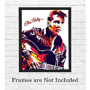 Elvis Presley - Retro Music Decor Wall Art, This Ready to Frame Silhouette wall art poster Print is Good For Music Room, Home, Office, Studio, And Man Cave Room Decor, Unframed - 8 x 10”