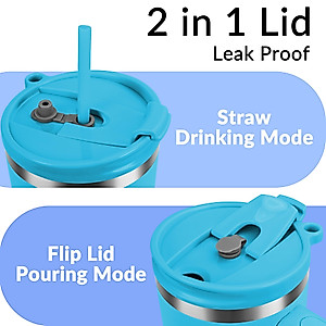 40oz Tumbler with Handle | Insulated Stainless Steel Travel Mug | 34Hrs Cold & 10Hrs Hot Retention | 100% Leakproof Lid & Straw | Dishwasher Safe + Car Cup Holder Fit (Light Blue Violet Gradient)