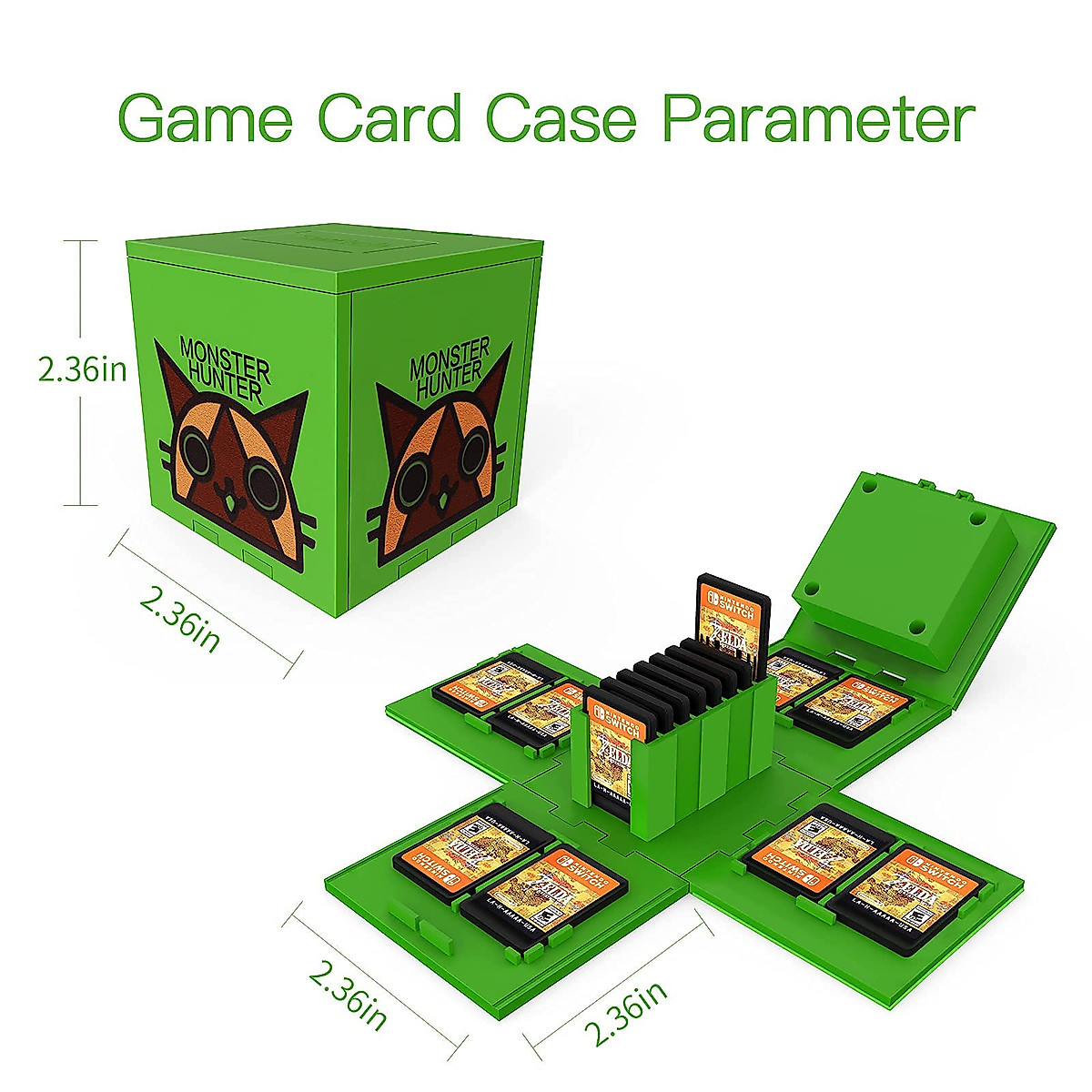 UFOPETIE Game Case Box for Switch Games Card Monster Hunter Games Cube Up to 16 Games,Foldable Nintendo Switch Game Card Case Cube Nintendo Switch Game Storage Box