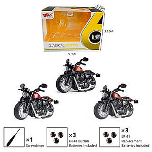 MING YING 66 Mini Toy Motorcycle - Pull Back Toy Cars with Sound and Light Toy,Toy Motorcycles for Toddlers,Motorcycle Toys for Boys Age 3-9 (Red)