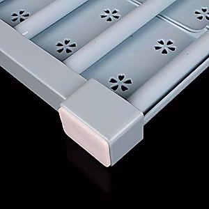 Ifever Adjustable Closet Tension Rod Shelf Expandable Organizer Divider Separator for Cabinet Wardrobe Cupboard Kitchen Bathroom (Beige, 11-15 Inch)