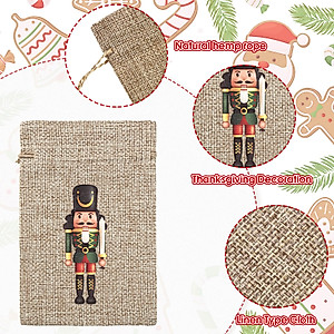 24 Pcs Christmas Burlap Gift Bags Christmas Treat Bags with Drawstrings Reusable Small Holiday Gift Bags Xmas Bags Holiday Gift Sacks Candy Bag Jewelry Pouches for Xmas Wedding Party (Nutcracker)