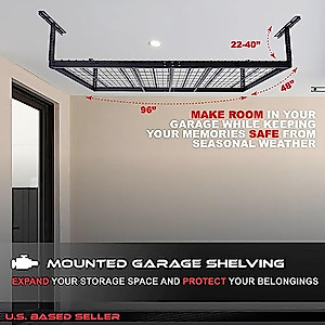 ABN Garage Shelving Ceiling Mounted Storage Racks - 4x8ft Ceiling Garage Storage System for Totes Decorations and More