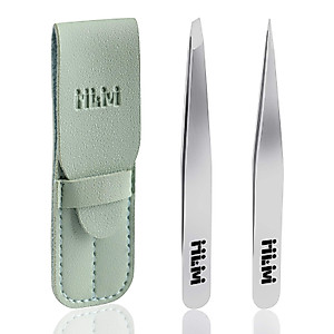 Precision Tweezers for Eyebrows-NLM Tweezers Set for Ingrown Hair Removal, Professional Brow Remover Tools for Women and Girls, Hair Plucking Daily Beauty Tool with Leather Case