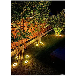 RobinEllis Garden Lights,Solar Ground Lights Outdoor(4 Packs Warm White), New Structural Design Outdoor Solar Lights with 12 LEDs