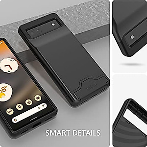 Teelevo Dual Layer Wallet Case for Google Pixel 6a (2022), Protective Case with 3-Card Storage for Google Pixel 6a - Black