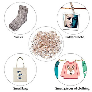 Mini Clothespins, 100 Pieces Clear Plastic Rose Gold Glittered Utility Paper Clip, Photo Paper Peg Pin, Clothes Line Clips, Craft Clips, 3.5 x 0.5cm x 0.7cm