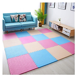 ALGFree Interlocking Foam Floor Mats Tiles Playmats Children Yoga Exercise Puzzle Blocking Board Soft EVA Kids Playmats, 4 Colors (Color : B, Size : 30x30x1.2cm-24pcs)