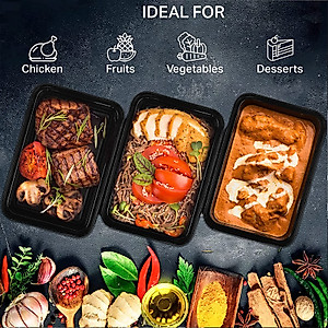 MORDEN MS Meal Prep Container With Lids, 50 PACK Reusable Food Storage Container Plastic Bento Lunch Boxes Travel To-Go Food Containers, Single Compartment Portion Control,33oz