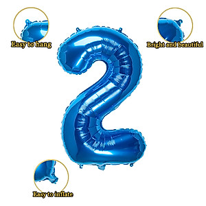 32 Inch Blue Number 2 Balloons Foil Ballon Digital Birthday Party Decoration Supplies (Blue Number 2 Balloon)