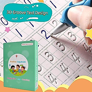 Reusable Grooved Handwriting Workbooks,Magic Copybook,Magic Writing Practice Copy Books, to Help Children Improve Their Handwriting Ink Practice Age 3-8 ​Calligraphy for Kids(5 Books with Pens)