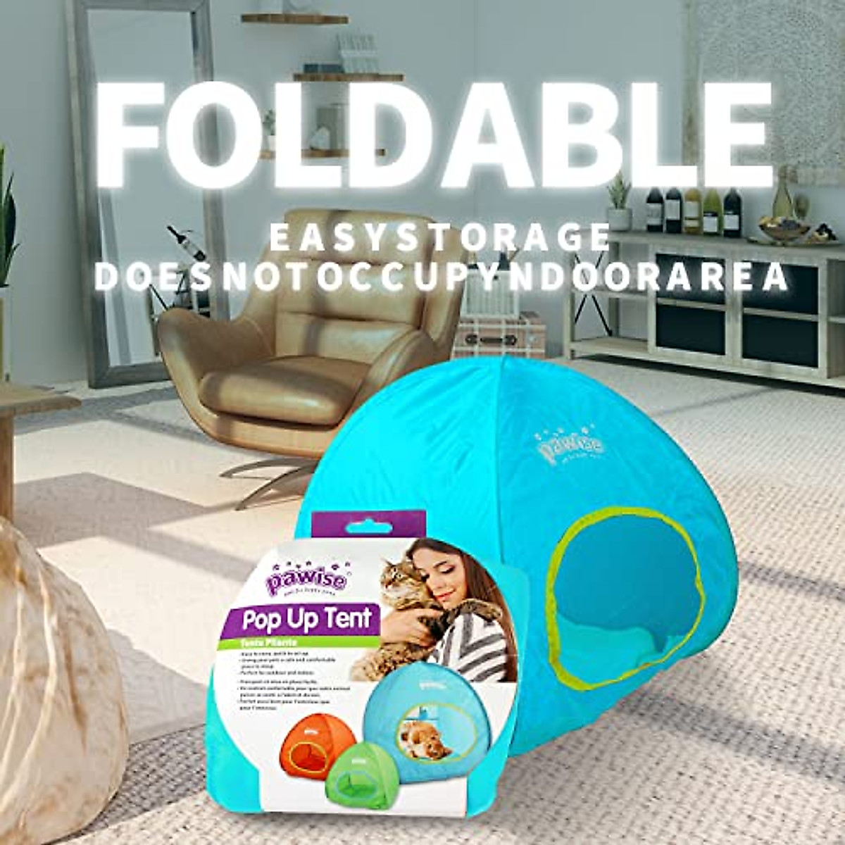 PAWISE Cat Toys Cat Portable Cat Cube Pop Up Collapsible Kitten Indoor Outdoor Toys Pet Foldable Breathable Pet Tent Bed Kitten Puppy House Playing Toy (Color Random)