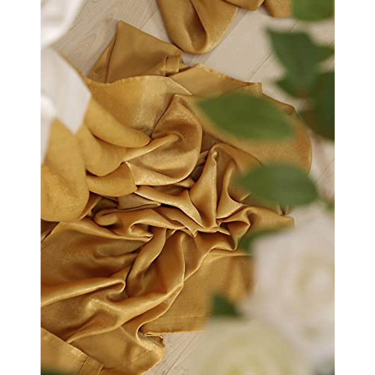 Cytdkve 2 Panels 4.8 Feet x 10 Feet Deep Gold Velvet-Like Wedding Backdrop Curtain Drapes, Silky Soft Window Curtains Panels for Wedding Ceremony Birthday Party Decorations