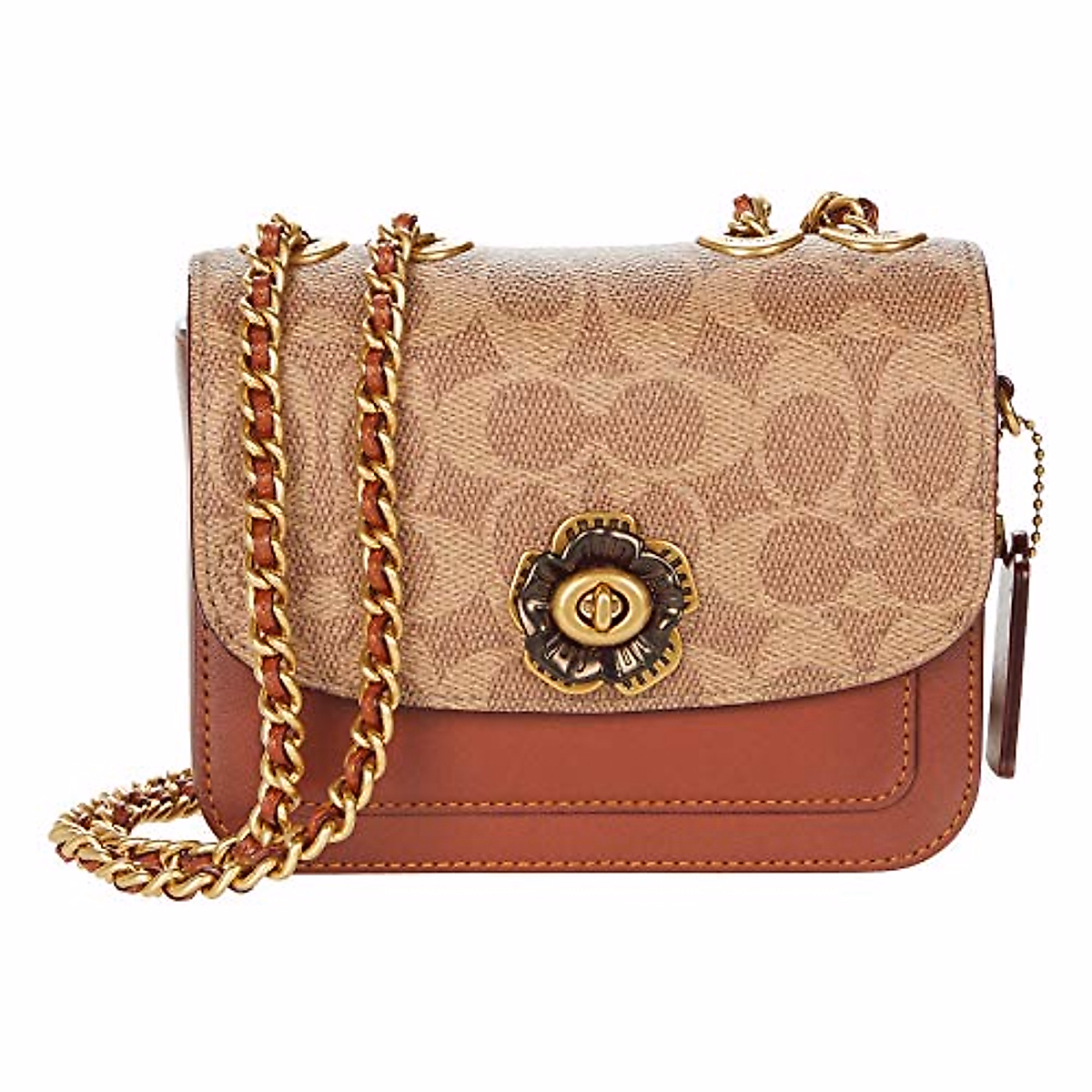 COACH Coated Canvas Signature Madison Shoulder Bag 16 Tan Rust One Size