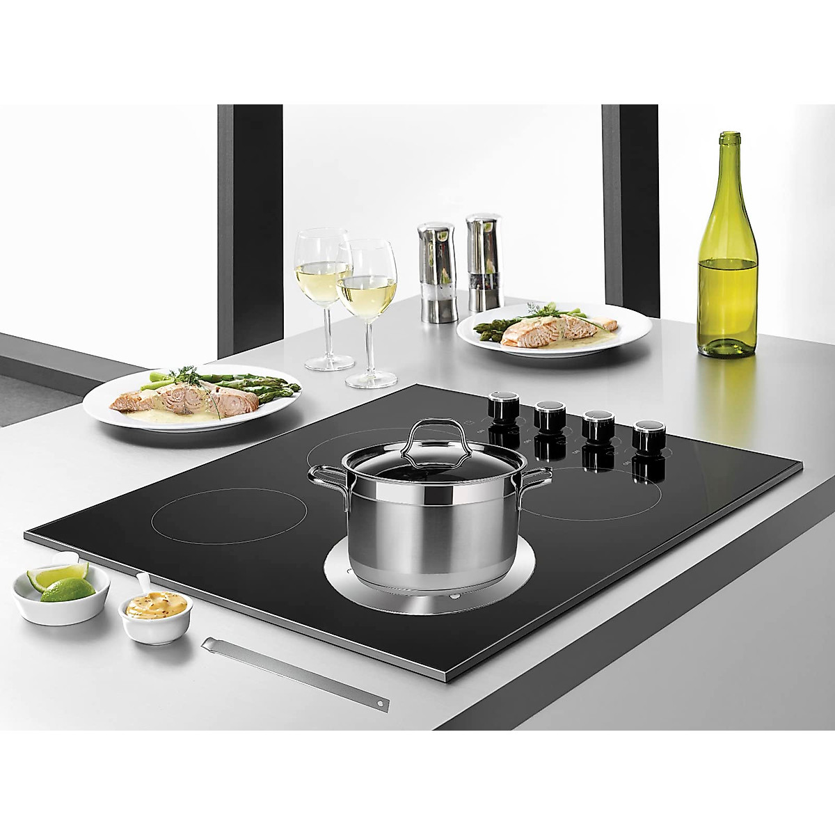 11inch Heat Diffuser Plate, Grourarty Stainless Steel Cooking Induction Adapter Simmer Plate for Electric Gas Glass Cooktop Hob Ring, Induction Cooktop Converter Plate with Handle