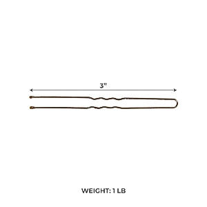 ForPro Professional Collection Hair Pins (320-Count Approx), Brown, 3" L, Ball-Tipped, Crimped, Non-Damaging, 1 Lb.