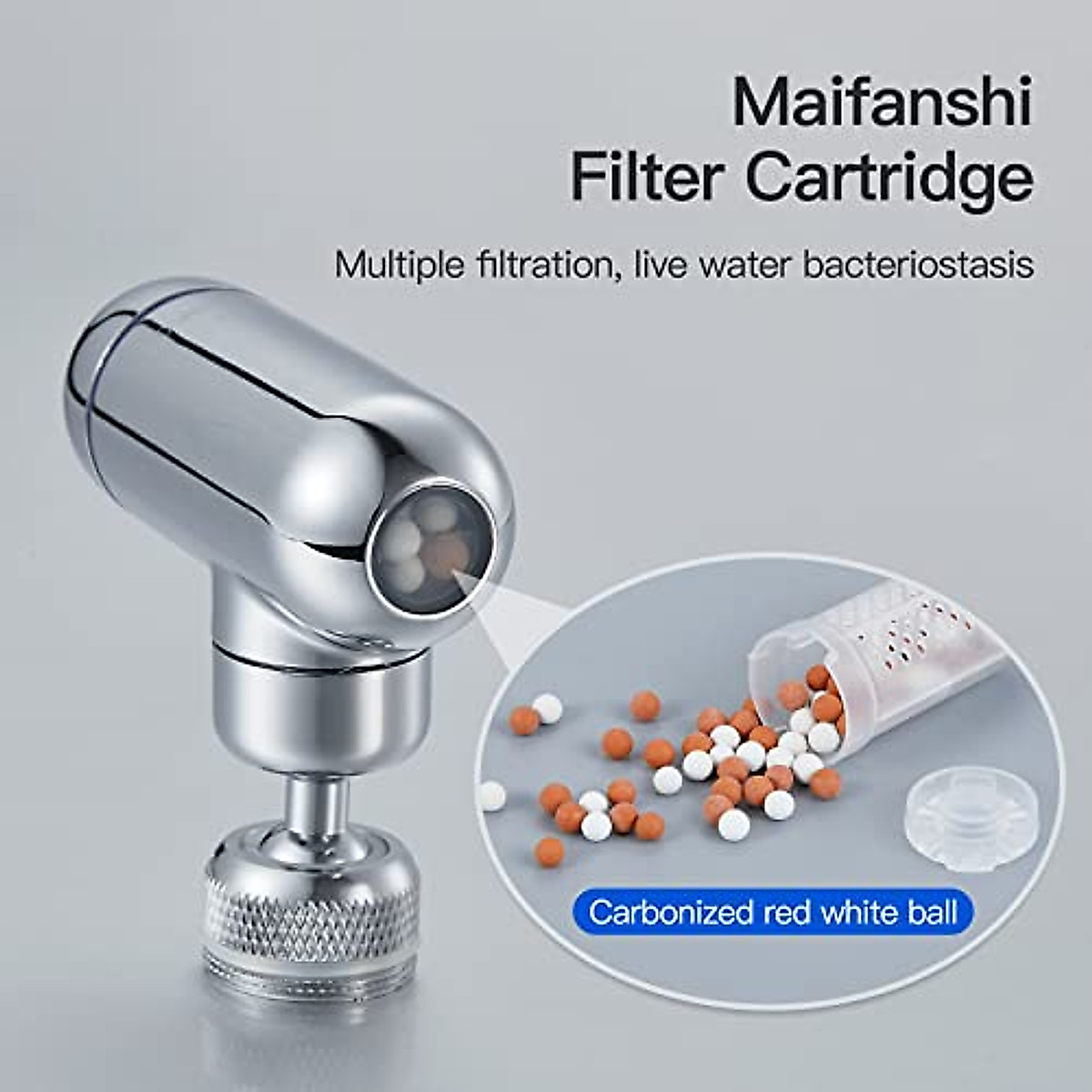 SUBMARINE Faucet Bubbler，720-Degree Multi-Angle Rotary Faucet Aerator、Extender，35 Degree Temperature Change Color，Can Be Used For Washing Face, Washing Eyes, Gargling, Etc(Silver)