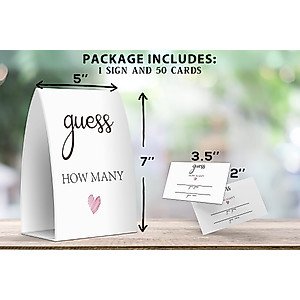 Guess How Many, Bridal Shower Decorations, Bridal Shower Games - One Sign and 50 Cards(MANY021)