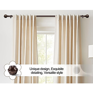 KAMANINA 1 Inch Curtain Rod Telescoping Single Drapery Rod 72 to 144 Inches (6-12 Feet), Netted Texture Finials, Antique Bronze