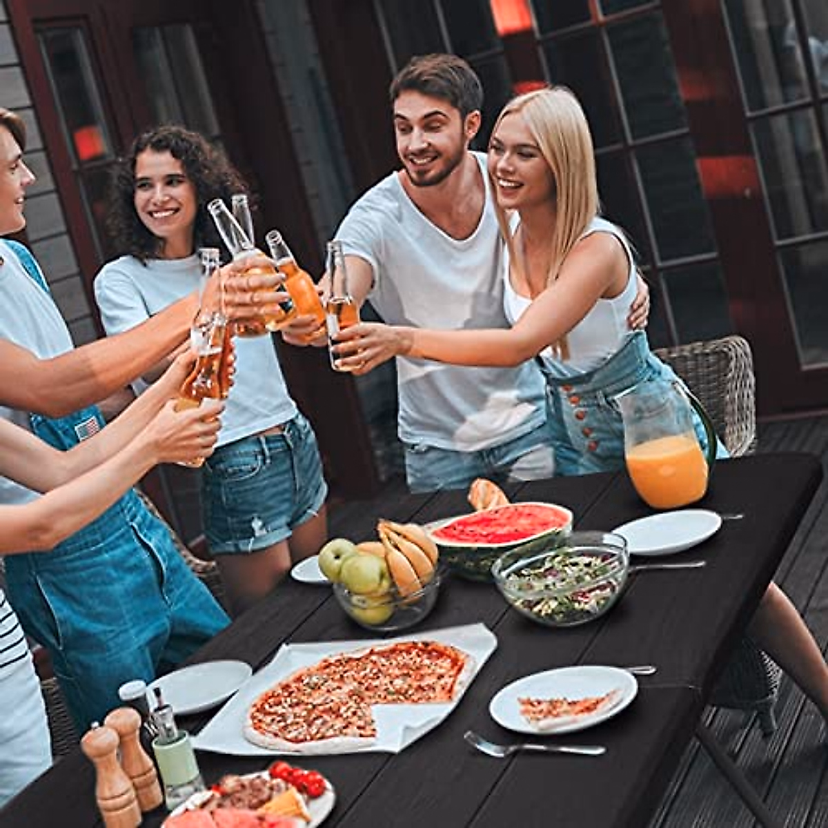 Byliable Folding Table 6ft Portable Heavy Duty Plastic Fold-in-Half 6 Foot Foldable Table Utility Dining Table Indoor Outdoor for Camping Picnic and Party, Black