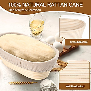 Greenual Banneton Bread Proofing Basket 10" Oval Set of 2