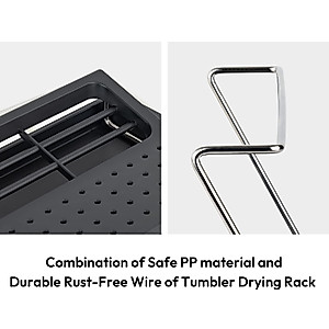 carrotez Bottle Drying Rack, Cup Drying Rack,Tumbler Drying Rack with Drain Tray - Bottle with Narrow and Wide Openings with Various Capacity, Different Bottle Type, Mug Type and Cup Type - Black