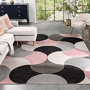 Well Woven Good Vibes Helena Blush Pink Modern Geometric Shapes 7 ft 10 in x 10 ft 6 in Texture Area Rug