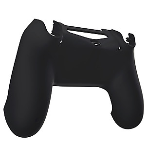 eXtremeRate Black Soft Touch Game Improvement Replacement Parts Back Housing Cover, Custom Bottom Shell Compatible with ps4 Controller JDM-040, JDM-050 and JDM-055