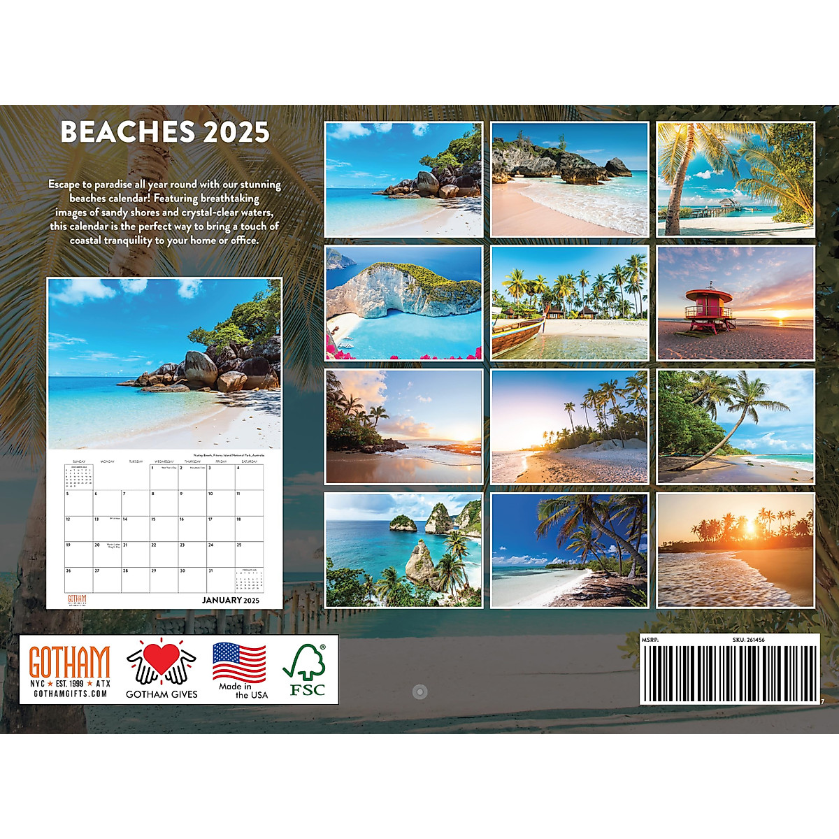 Beach Calendar 2025 Tropical Beaches Ocean Island Seaside Scenes Monthly Wall Calender 12 Month