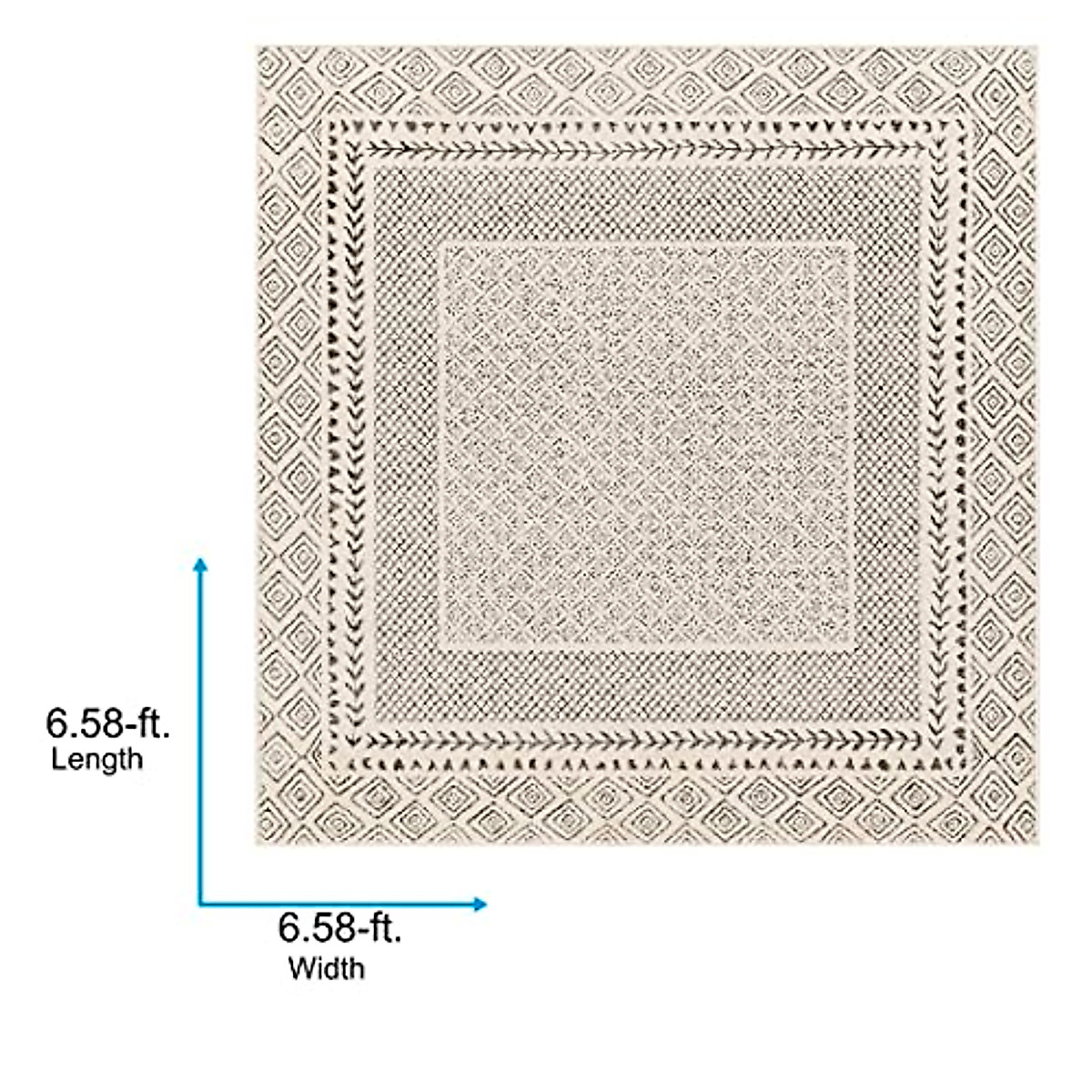 Livabliss Melodie Boho Farmhouse Area Rug,6'7" Square,Beige