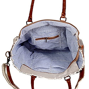 Ruzioon Upcycled Canvas & Cowhide Hand Bag, Canvas & Cowhide Weekender Bag, Canvas Tote Bag, Canvas Shoulder Bag for Women’s