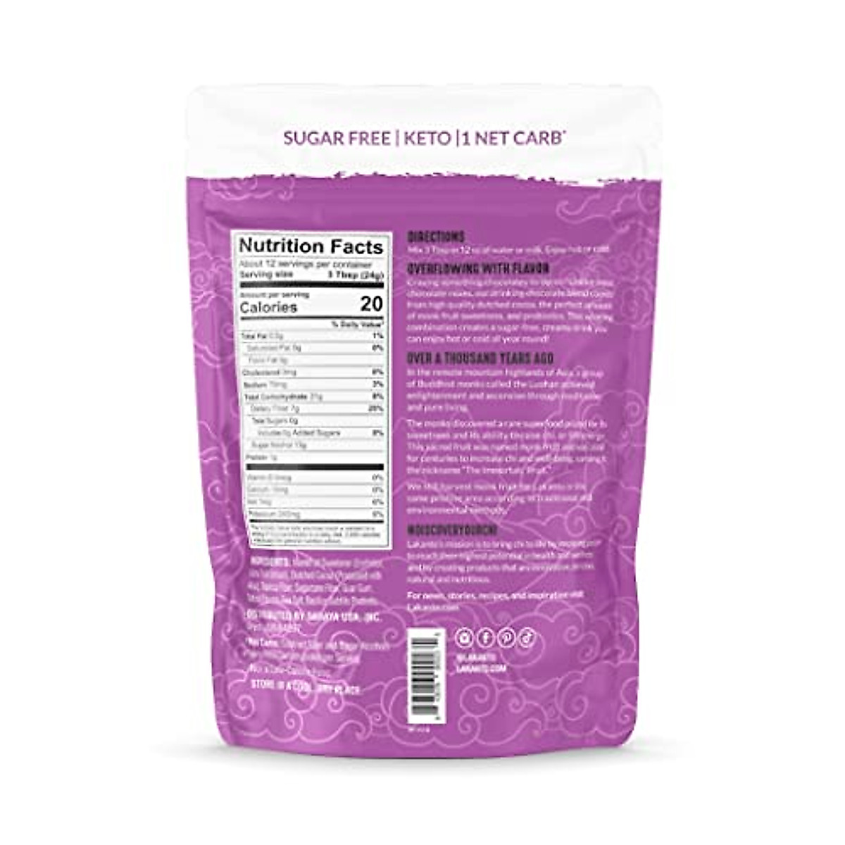 Lakanto Sugar Free Drinking Chocolate - Cold or Hot Cocoa Powder Mix, Shelf Stable Probiotics, Monk Fruit Sweetener, Keto Diet Friendly, Vegan, Dutch Cocoa, Gourmet Taste (Original - 10 oz)