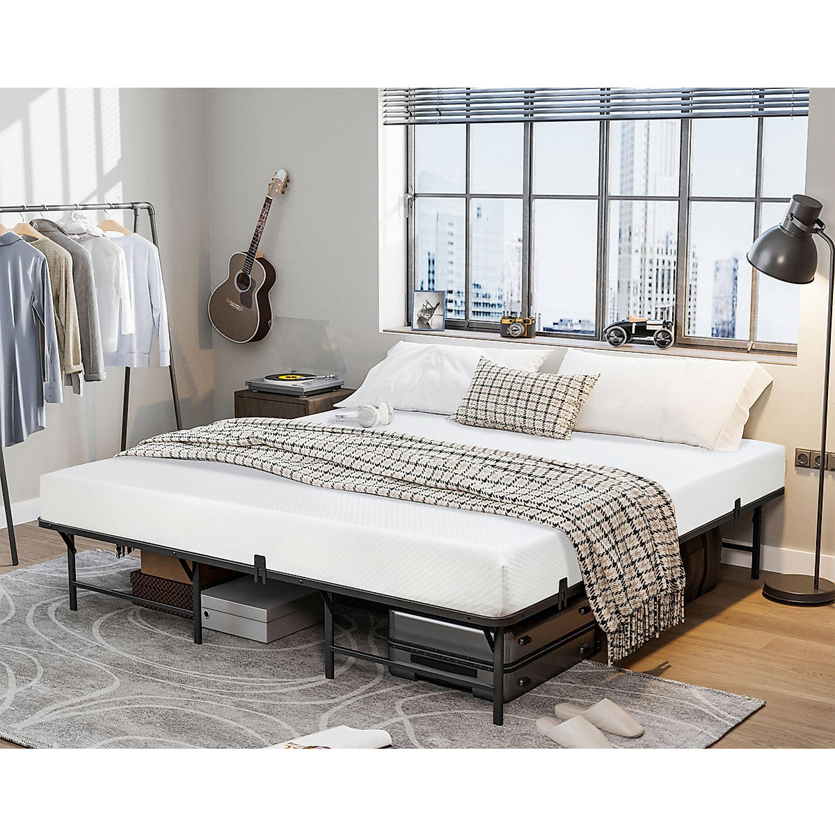 8 inch King Size Mattress with Cover, Cooling Gel Memory Foam King Mattress for a Cool Sleep & Pressure Relief, Medium Firm Mattress Pad King Mattresses, Bed in a Box, CertiPUR-US Certified