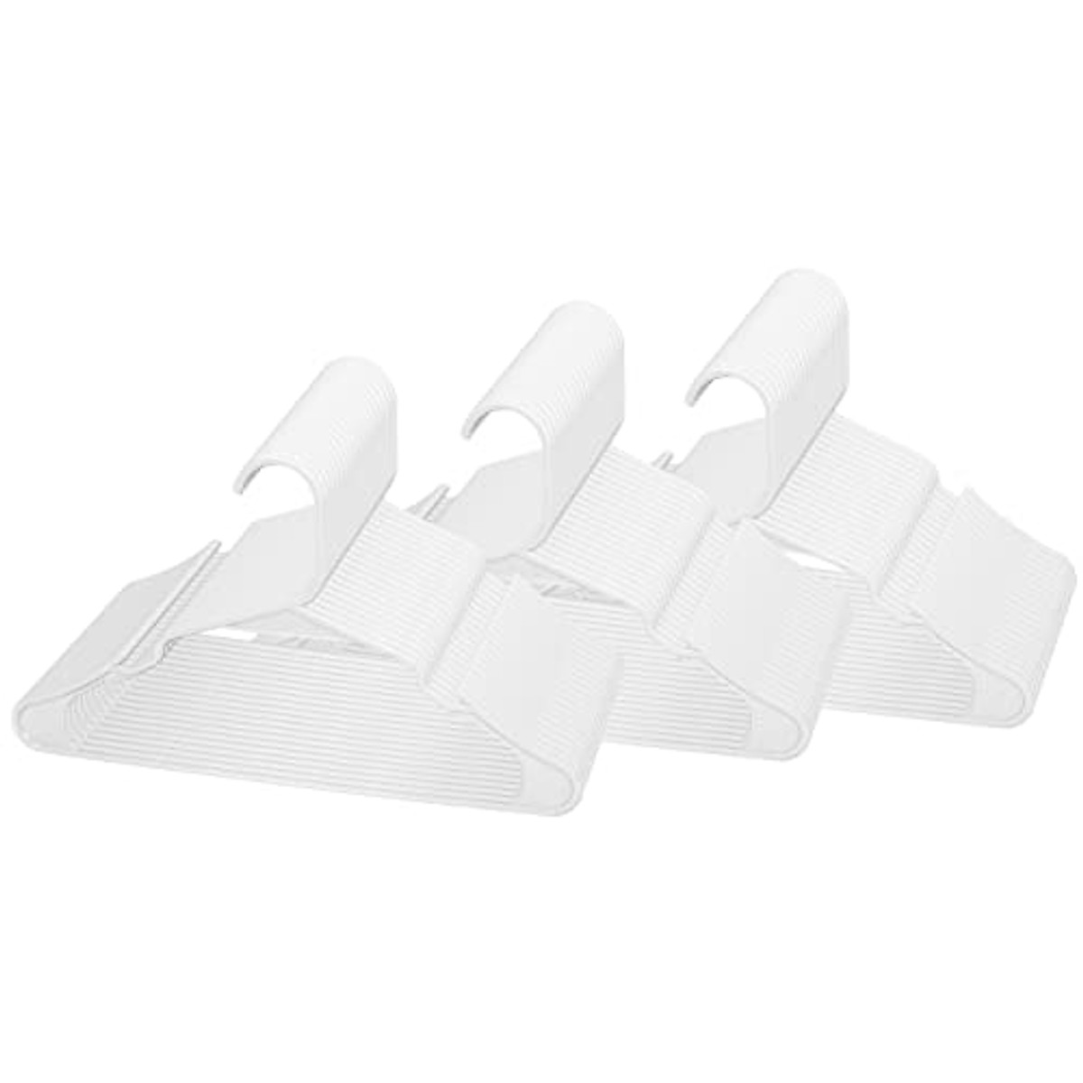 Royale 60 Pack White Plastic Hangers For Clothes - Heavy Duty Plastic Clothes Hanger Ideal For Everyday Standard Use - Lightweight & Space Saving Notched Plastic Hangers - Slim & Sleek Shoulder Groove
