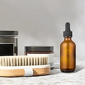 HPOPO 4PCS Leak-Proof Glass Dropper Bottles,2 oz Dropper Bottles Traveling and Storing Essential Oils, Beard Oils, Watercolor, and DIY Projects