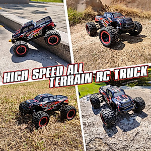 RACENT RC Car, 1:16 Scale All Terrain Monster Truck, 30MPH 4WD Off Road Fast Remote Control Car, 2.4Ghz High Speed Electric Vehicle with 2 Rechargeable Batteries, 40+ Min Play, Gift for Boys (785-5)