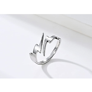 Lightning Bolt Wrap Minimalist Open Knuckle Ring for Men Boys Women Teen Girls Stainless Steel Fashion Punk Personalized Unique Statement Engagement Finger Rings Comfort Fit Jewelry Gifts for BFF Birthday Son Daughter Christmas Valentine's Day (10)