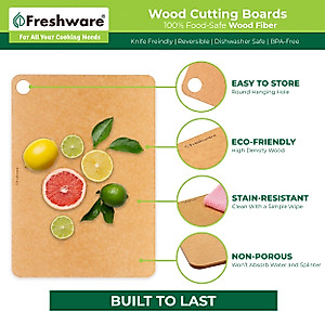 Cutting Board for Kitchen Dishwasher Safe, Wood Cutting Board, Premium Wood Fiber, Non-Porous, Reversible, Medium, 14.5 x 10.8-inch, Natural Slate