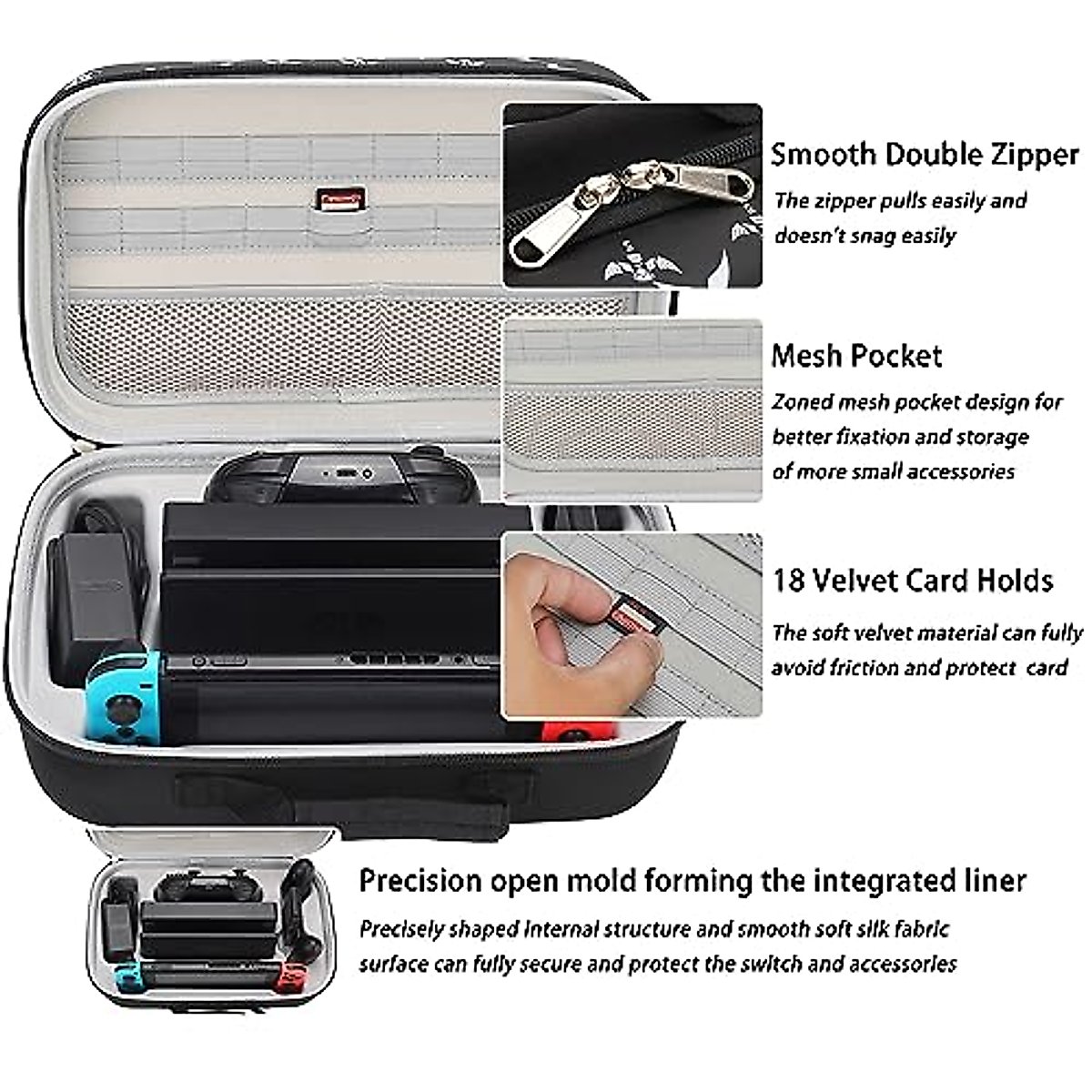 Zelda Carrying Storage Case for Nintendo Switch/OLED Model - Tears of the Kingdom - Portable Hard Shell Travel Messenger Bag Soft Lining 18Card Slots for Switch Console Pro Controller & Accessories