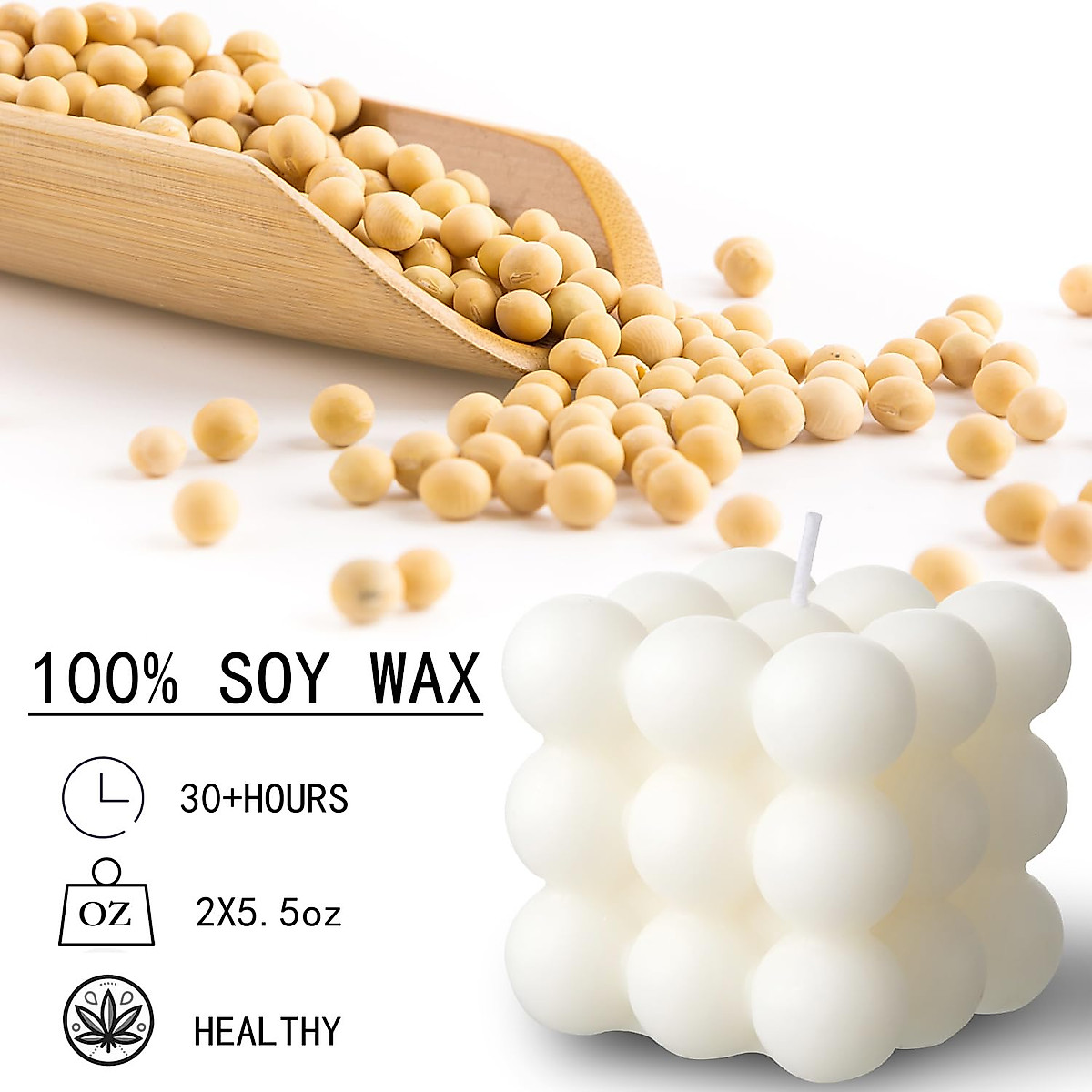 ACITHGL Bubble Candle - Room Decor Soy Candles, Aesthetic Scented Candle, Gift Idea (White+Tri-Color Pink)