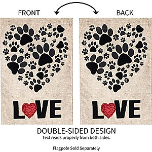 Evergreen Pet Lovers Paw Prints Heart Burlap Flag | 18 x 12.5 inches |Indoor Outdoor Weather Resistant | Double Sided | Valentine's Day or Pet Appreciation for Home House Garden Décor