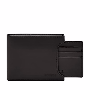 Fossil Men's Derrick Leather Bifold Sliding 2-in-1 with Removable Card Case Wallet, Black, (Model: ML3685001)