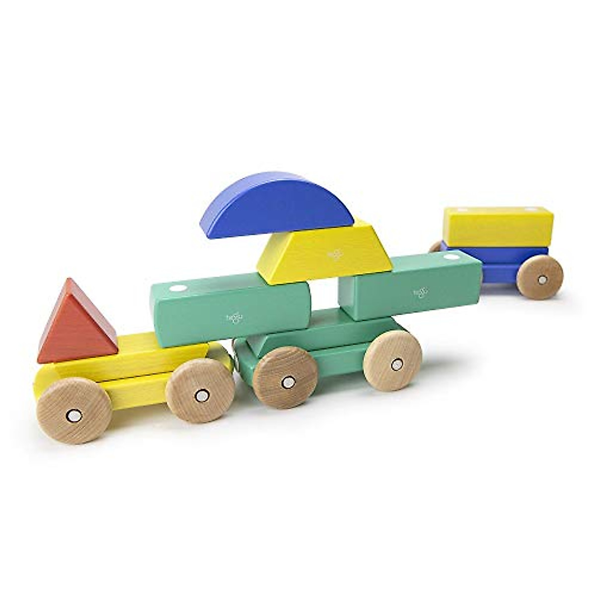 9 Piece Tegu Magnetic Shape Train Building Block Set, Rainbow
